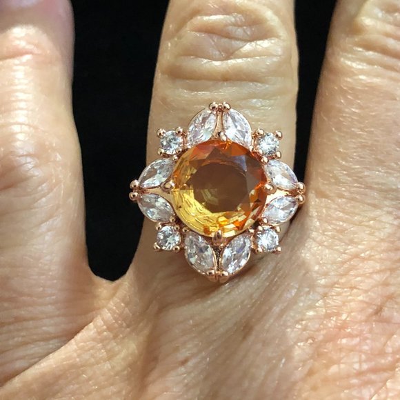 Jewelry | Rose Gold Plated Peach Ombre Crystal Ring Size 6 | Poshmark